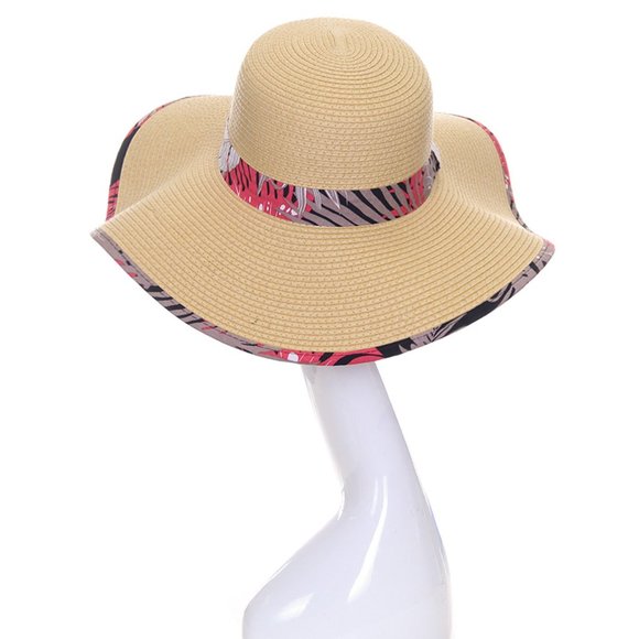 C.C | Accessories | Cc Tropical Pattern Print Wide Brim Paper Sun Hat ...